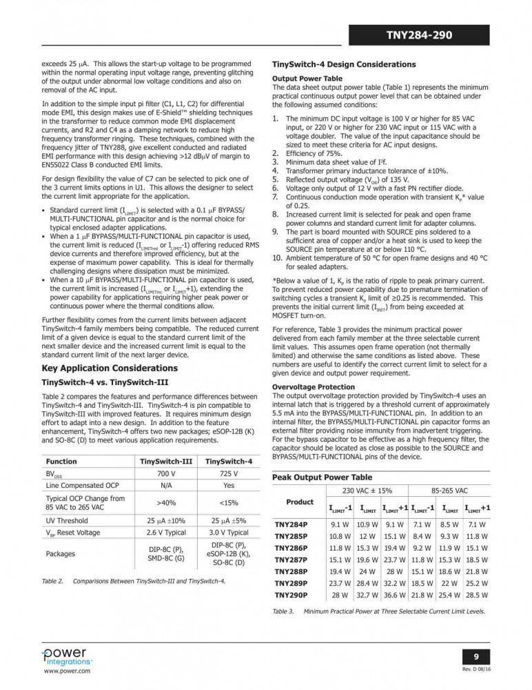 TNY284-290 TinySwitch-4 datasheet page 9