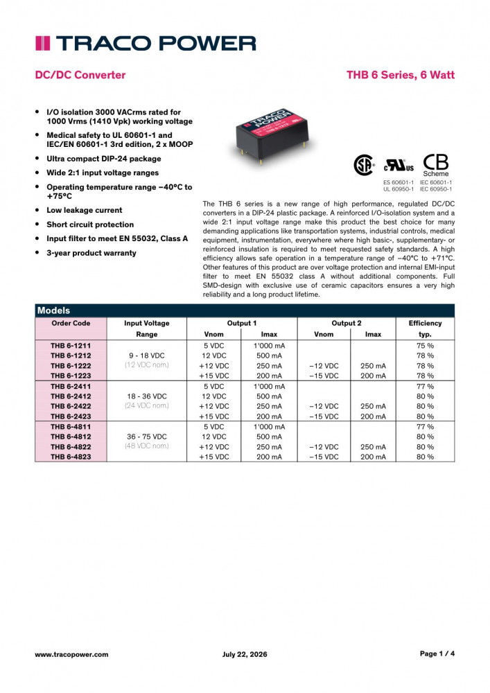 THB 6 series technical document page 1
