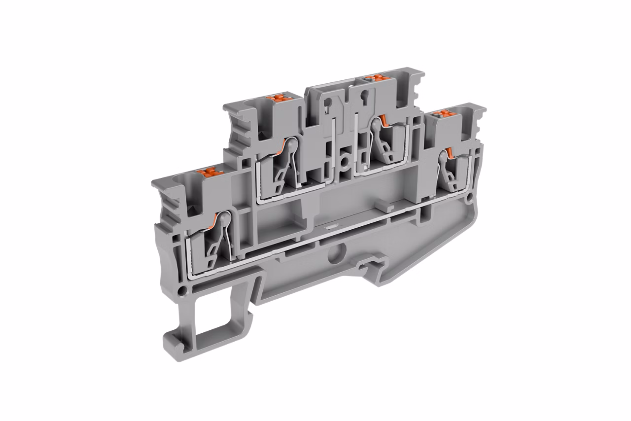 Double Level Disconnect Terminal Block, Push-in Design, 5.10mm Width, 300V, 18.0A (Upper) / 20.0A (Lower) for sale