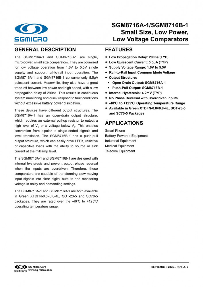 SGM8716A-1 datasheet page 1