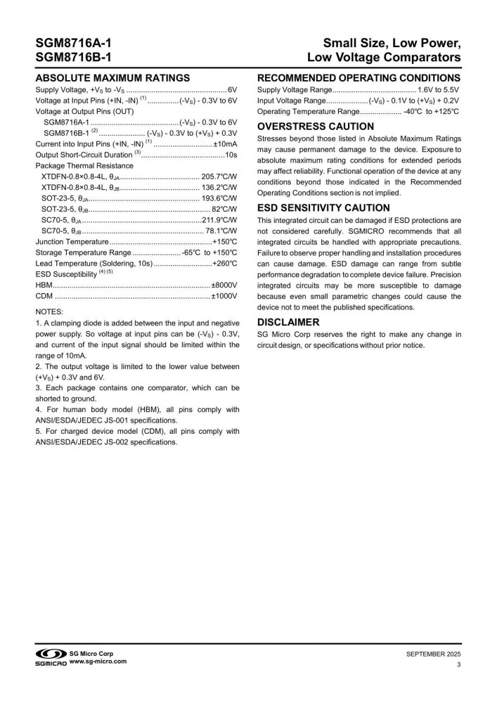 SGM8716A-1 datasheet page 3