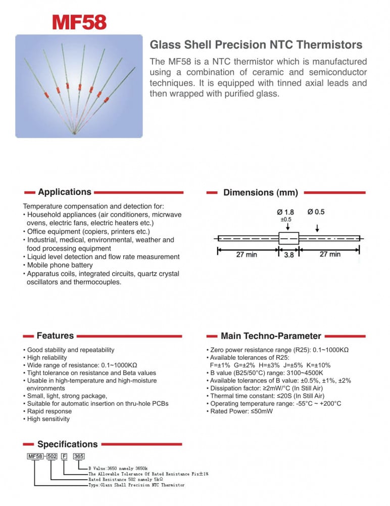 Cantherm MF58 datasheet page 2