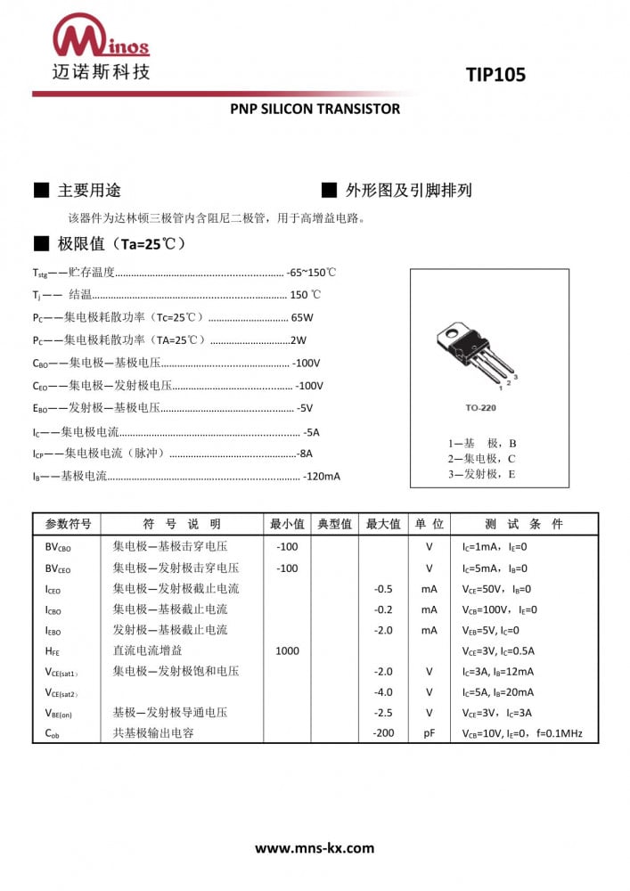 TIP105 datasheet page 1