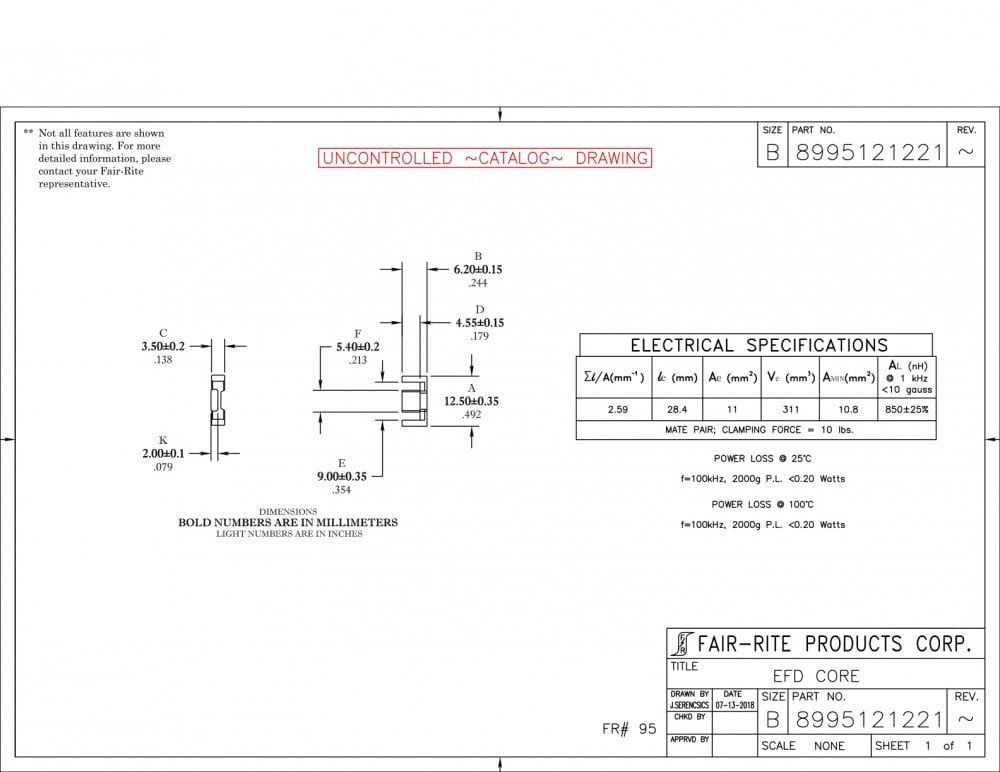Fair-Rite 8995121221 official drawing