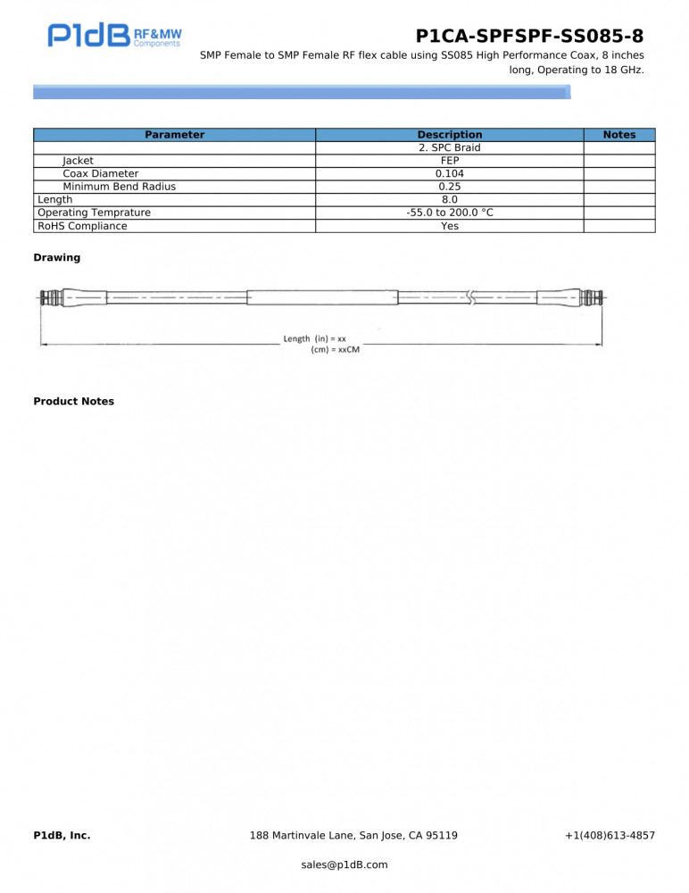 P1CA-SPFSPF-SS085-8 product documentation page 2