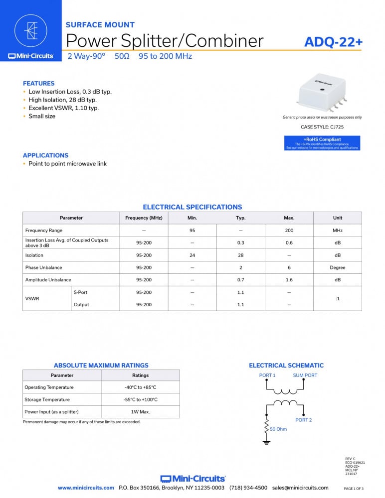 ADQ-22+ specification page 1