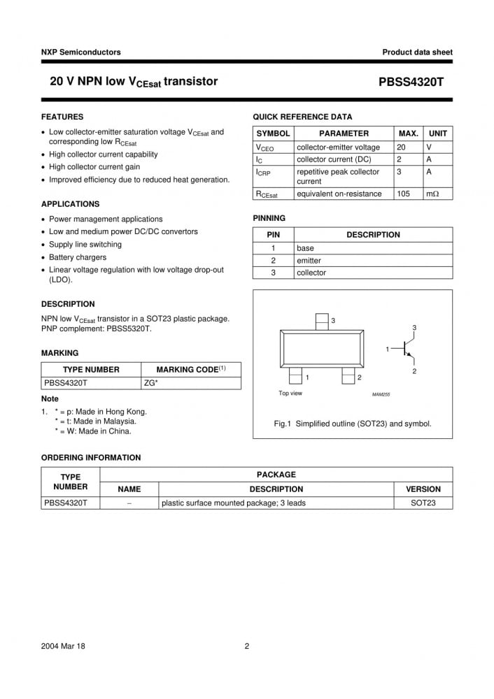 PBSS4320T datasheet page 3