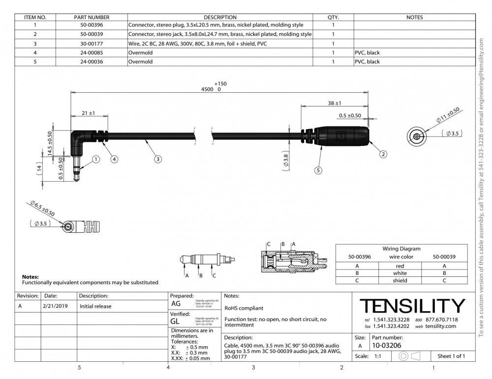 Tensility International 10-03206 product drawing