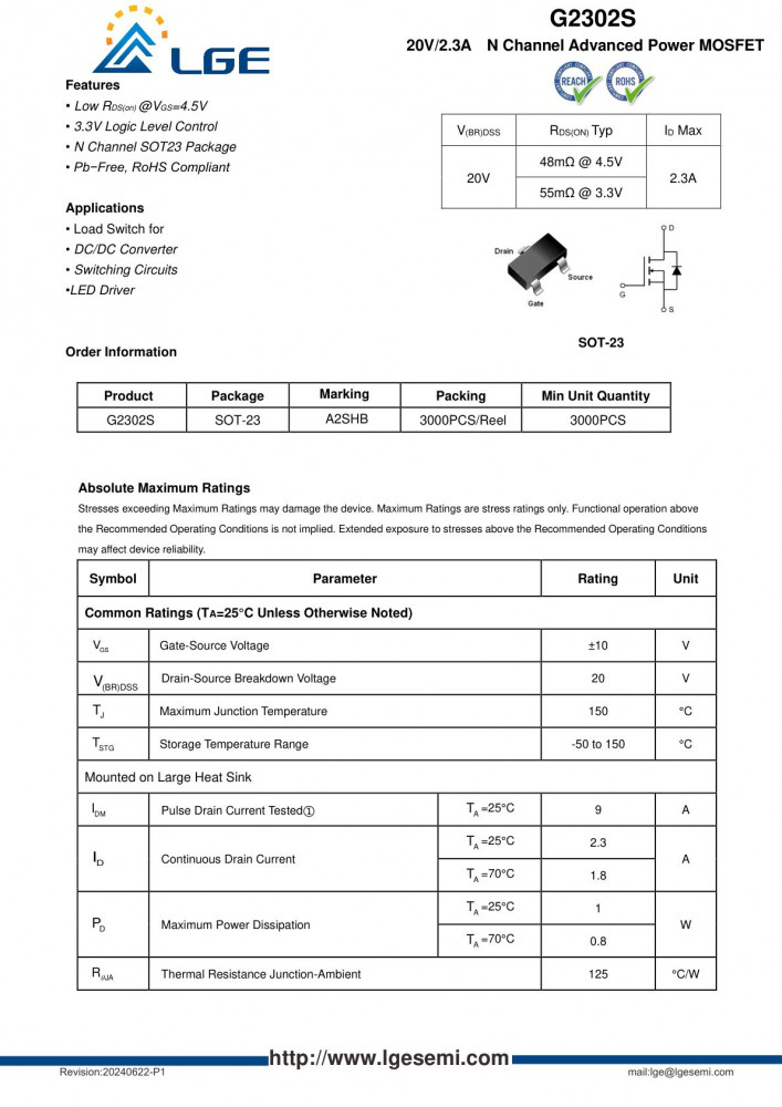 G2302S datasheet page 1