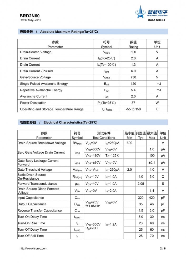 BRD2N60 datasheet page 2