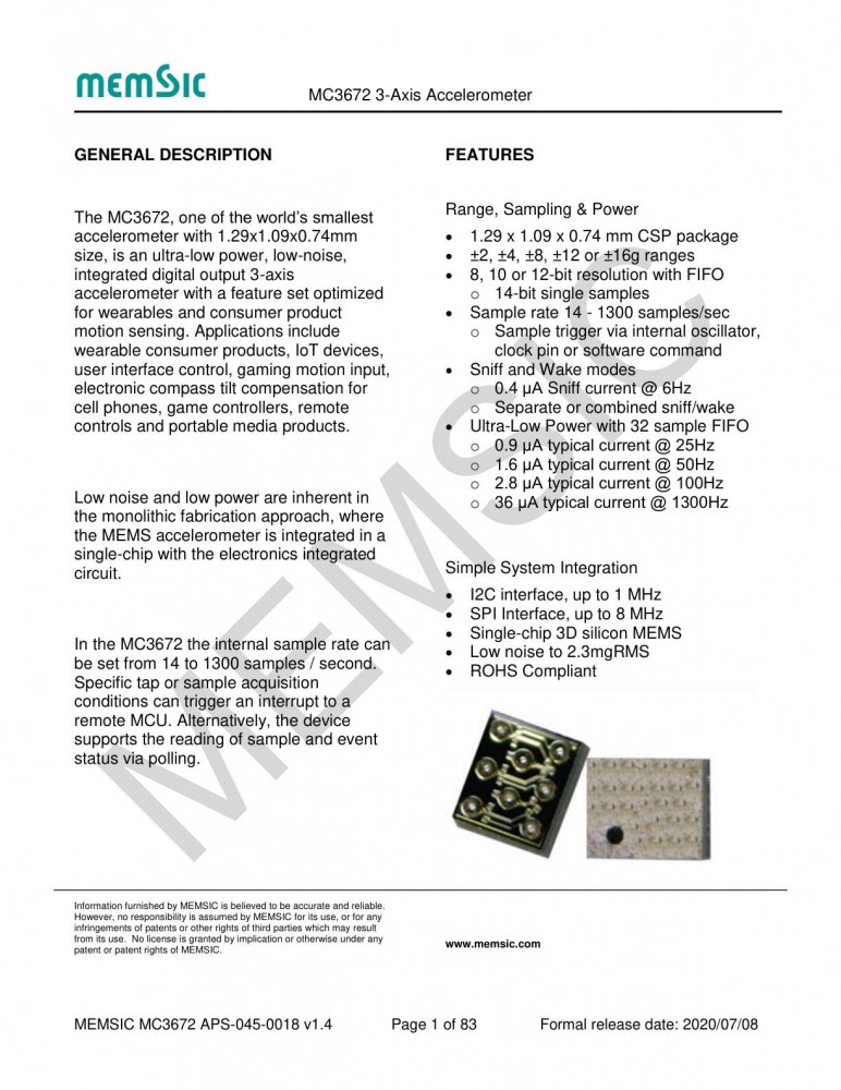 MC3672 technical document page 1