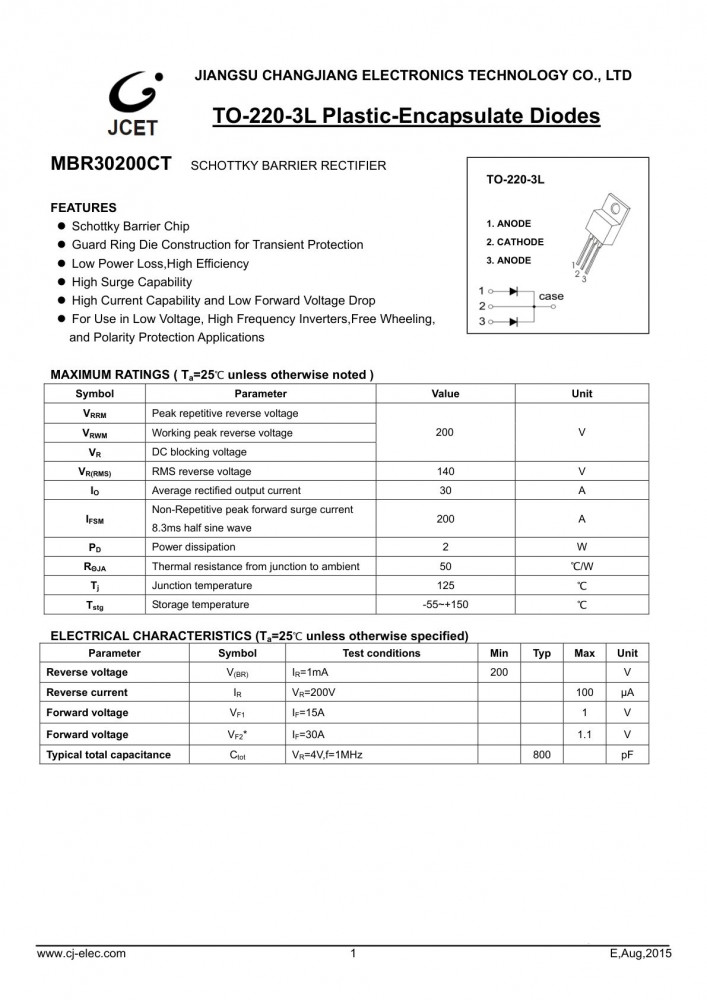 MBR30200CT datasheet page 1