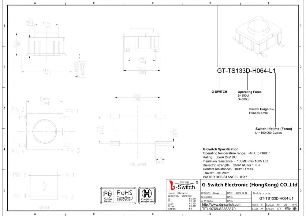 GT-TS133D-H064-L1 manufacturer drawing preview