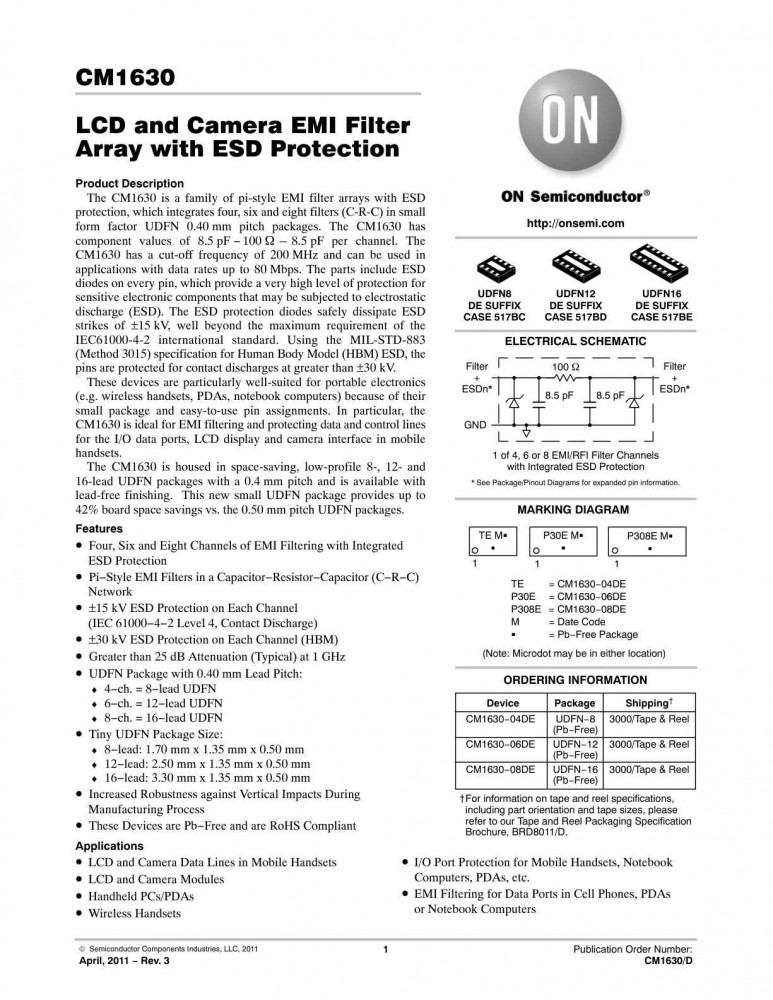 CM1630 datasheet page 1