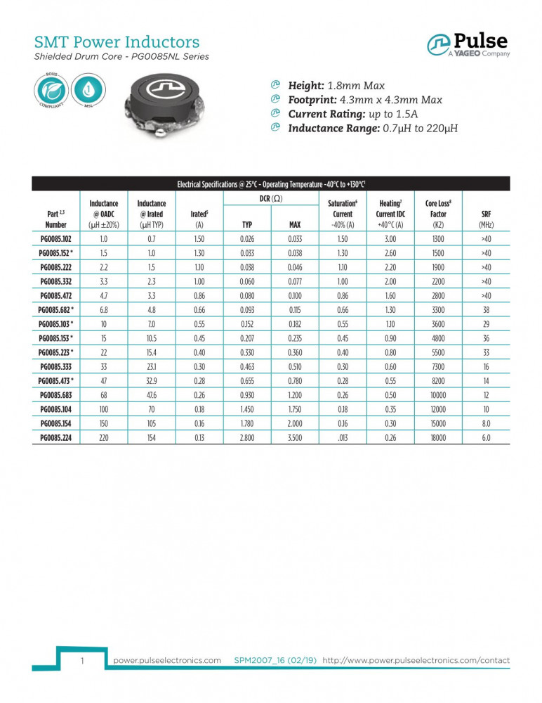 PG0085 technical document page 1