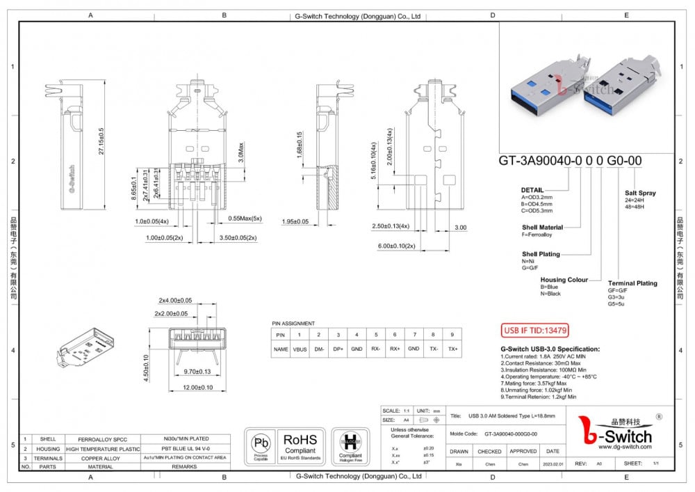 GT-3A9004B-FNBGF-48 technical drawing page