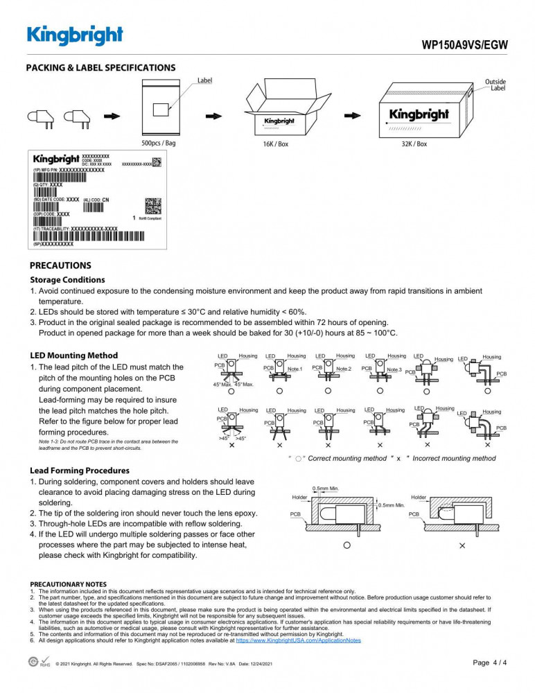 WP150A9VS/EGW datasheet page 4