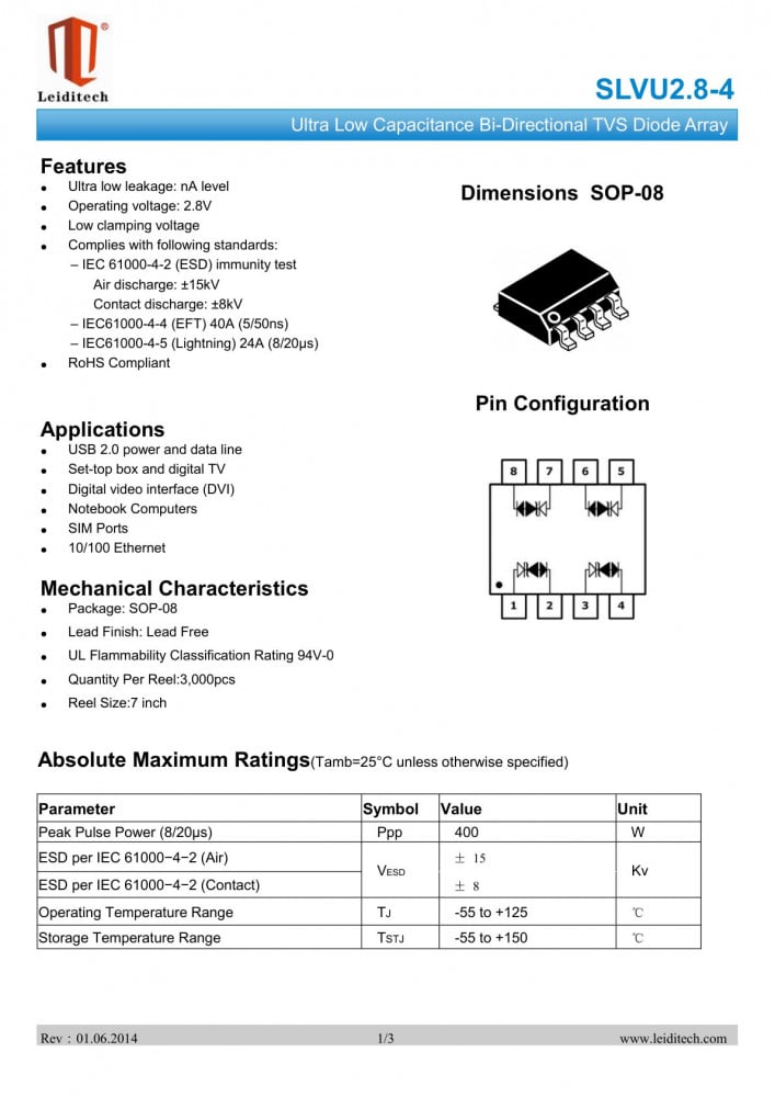 SLVU2.8-4 datasheet page 1