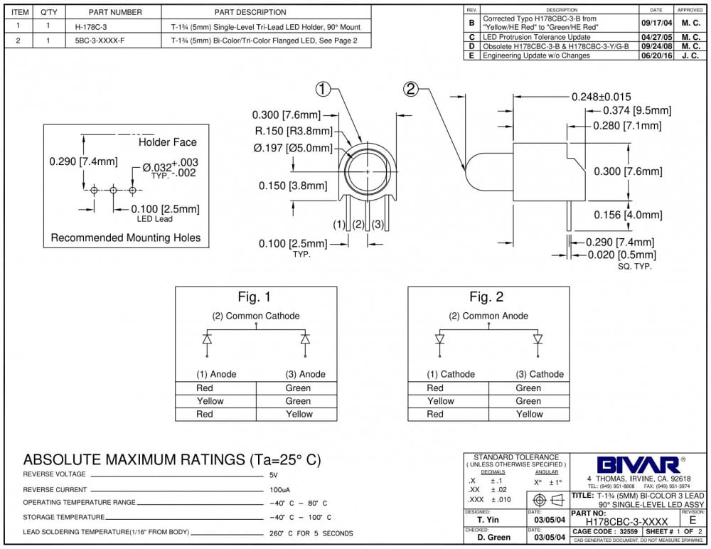 BIVAR H178CBC-3 technical drawing page 1