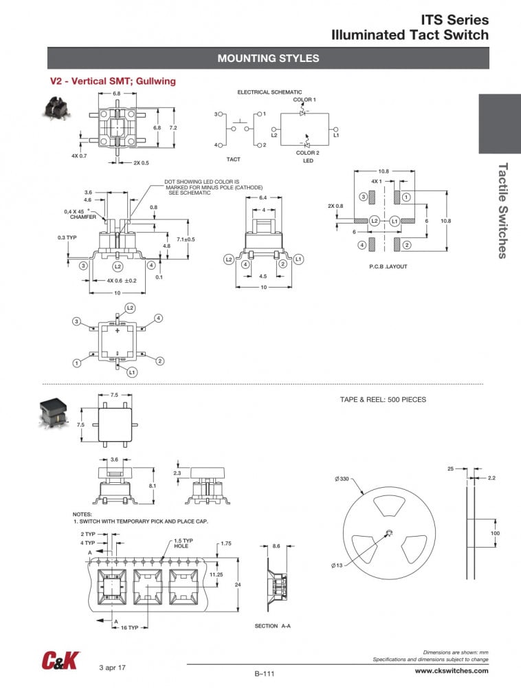 C&K ITS series datasheet page 3