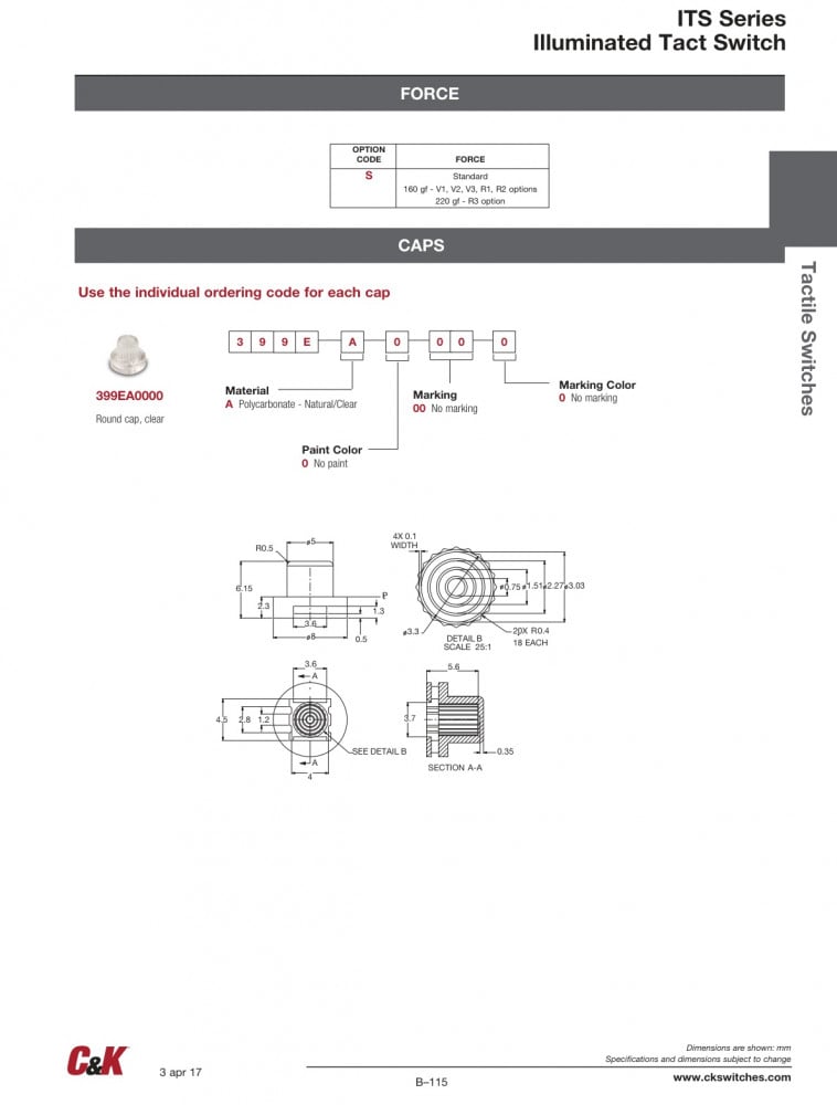 C&K ITS series datasheet page 7