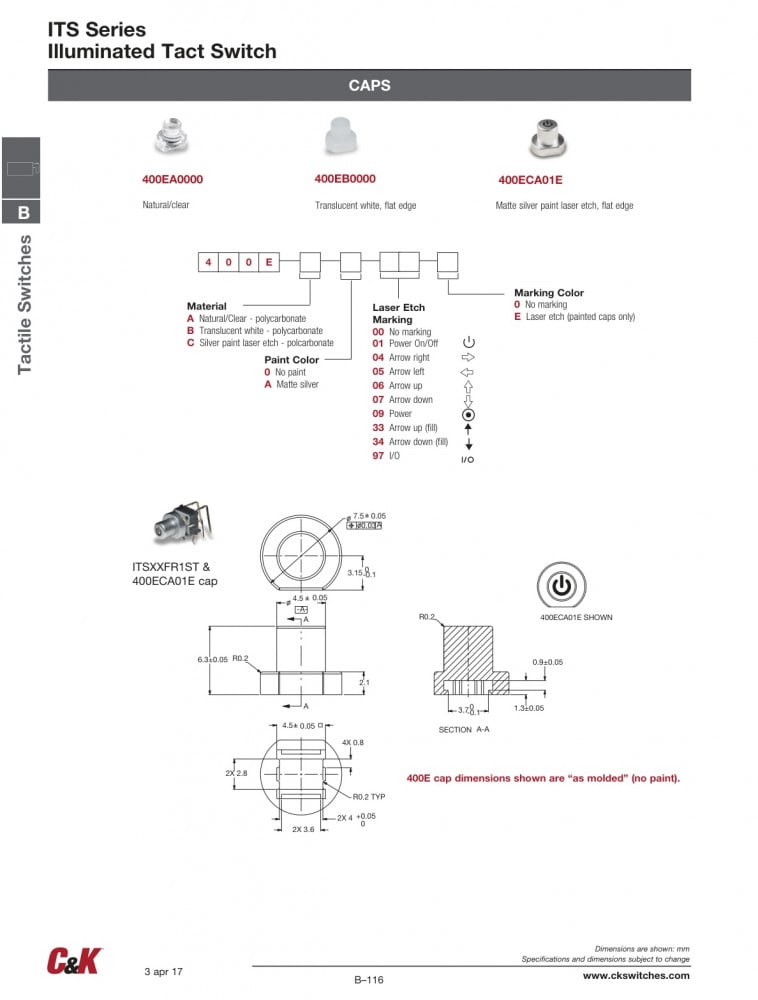 C&K ITS series datasheet page 8