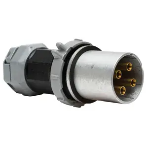 Heavy Duty Products, Insulgrip Pin and Sleeve Devices, Industrial Grade, Female, Receptacle, 100A 600V AC, 2- Pole 3-Wire Grounding Style 1 and Black
