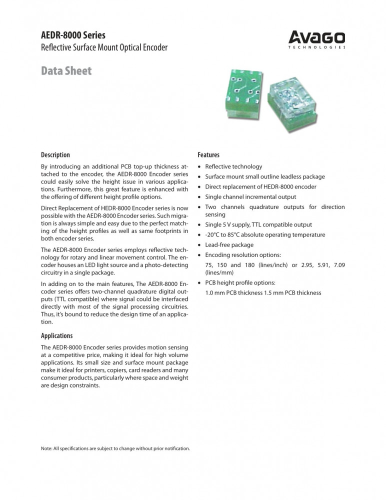 AEDR-8100-1Q0 datasheet page 1