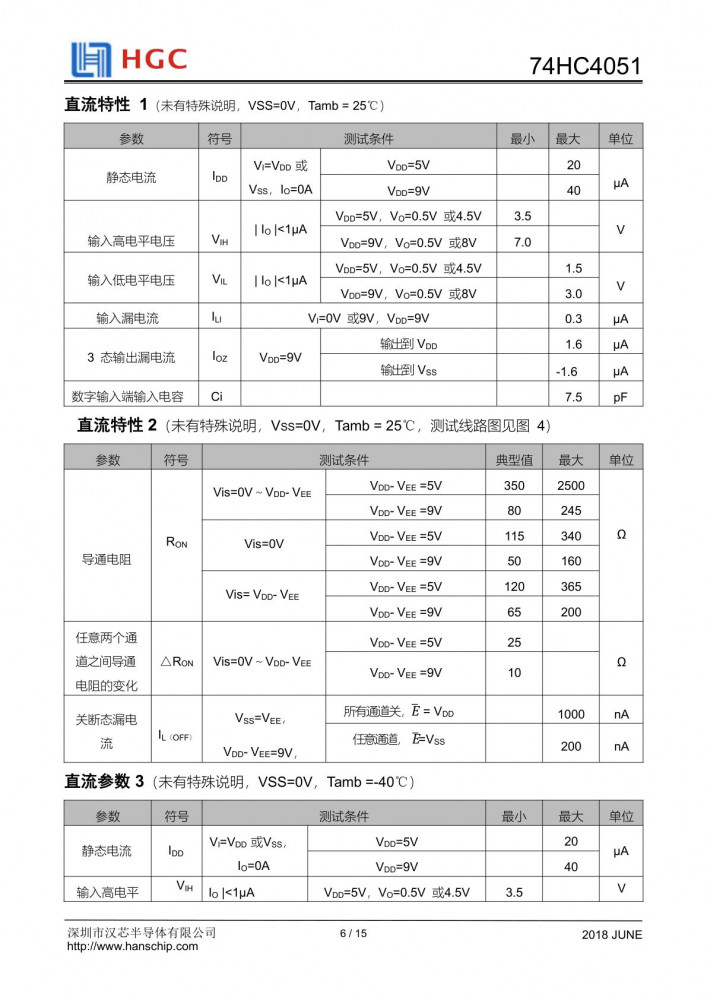74HC4051DRG datasheet page 6