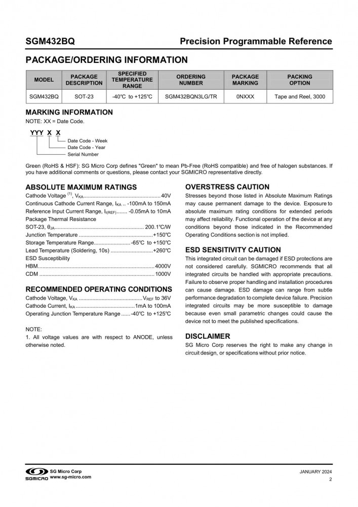 SGM432BQ datasheet page 2