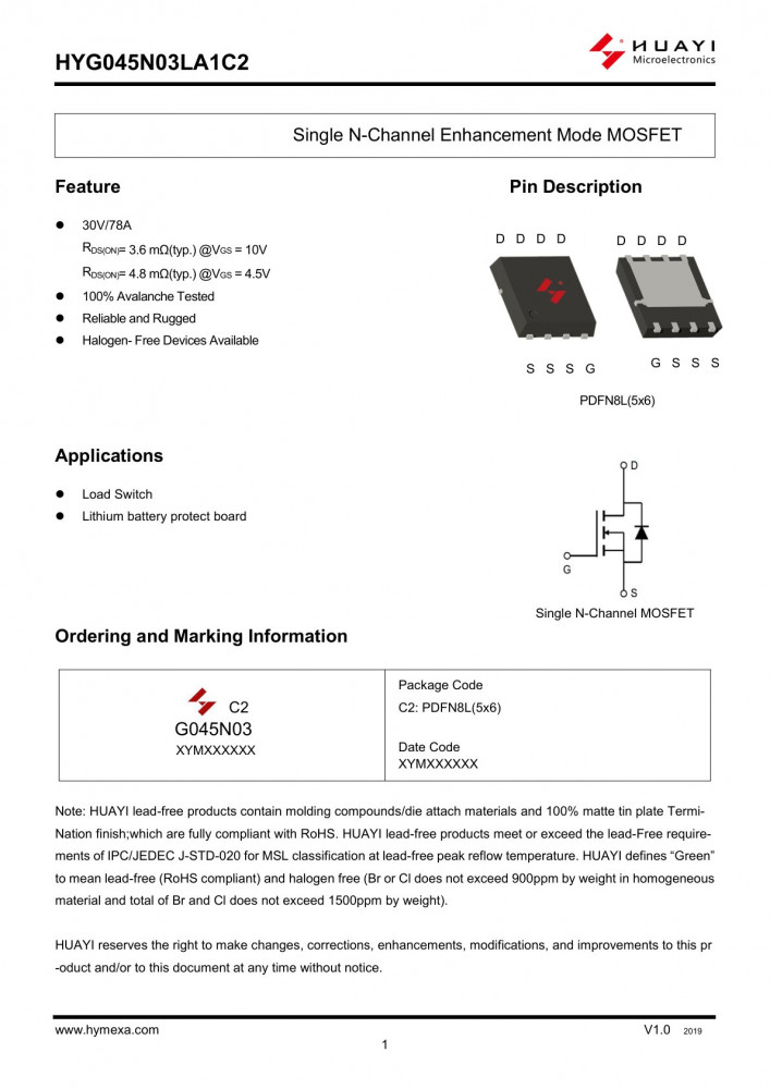 HYG045N03LA1C2 datasheet page 1