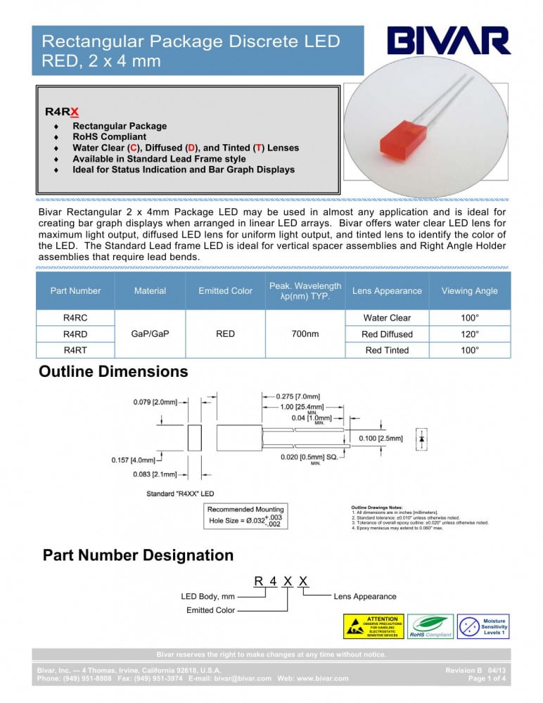 BIVAR R4RD datasheet page 1