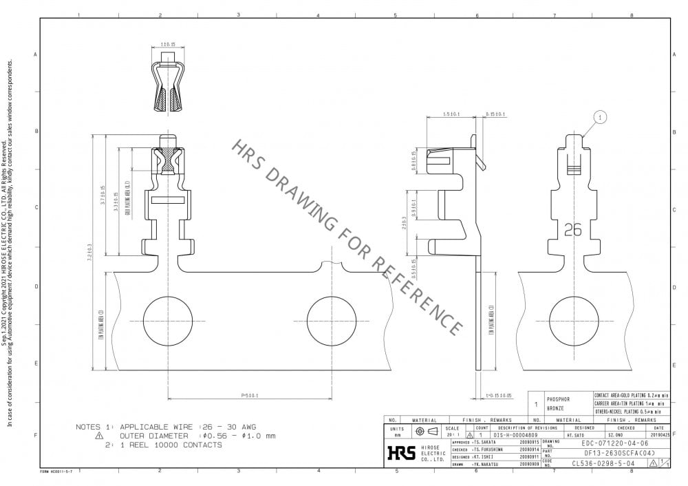HRS DF13-2630SCFA(04) technical drawing