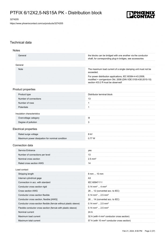 Phoenix Contact 3274205 technical document page 2