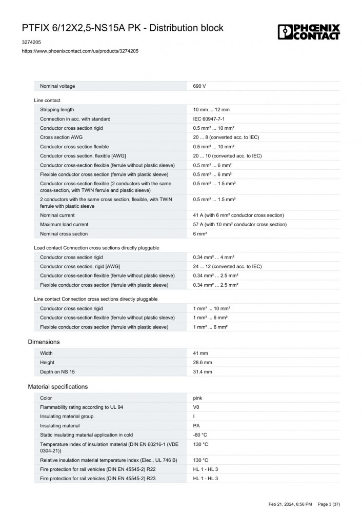 Phoenix Contact 3274205 technical document page 3