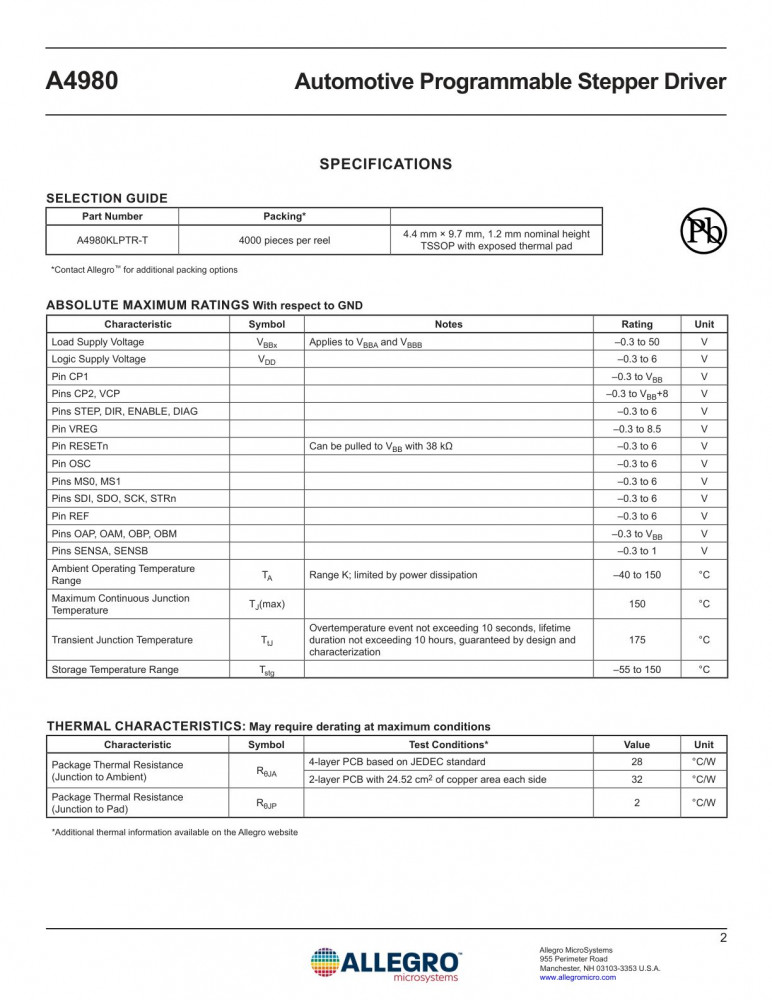 A4980 datasheet page 2