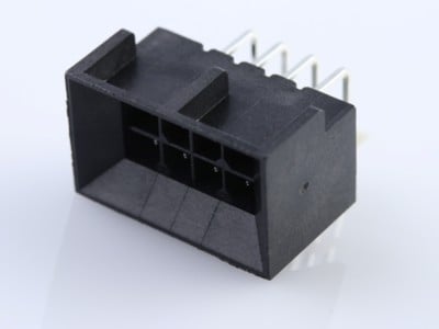 Micro-Fit BMI Receptacle Header, Dual Row, Vertical, with Press-fit Plastic Pegs, 0.38µm Gold (Au) Selective, 8 Circuits