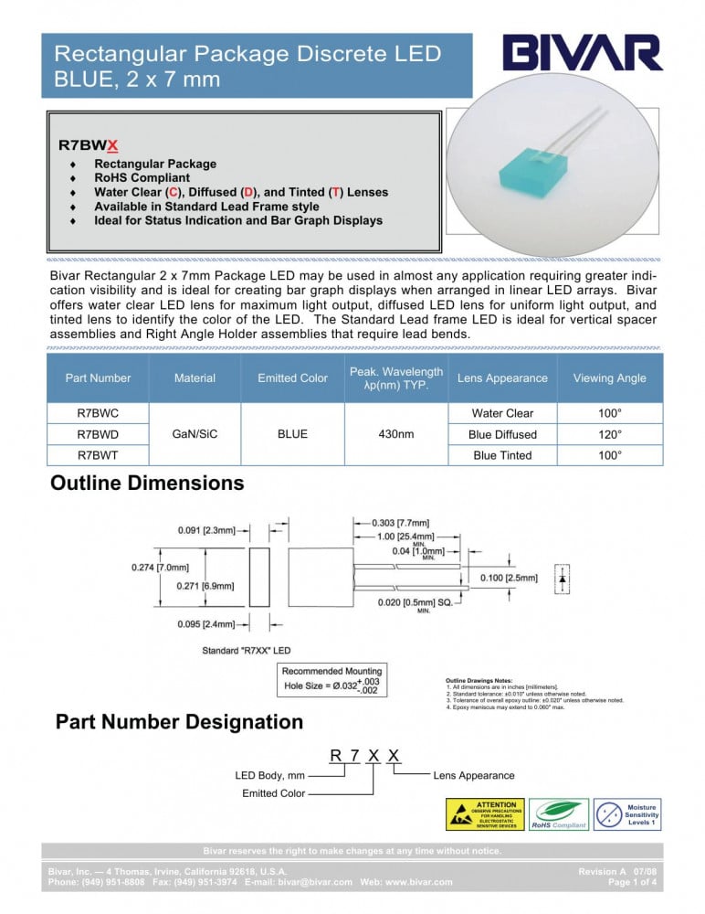 BIVAR R7BWD datasheet page 1