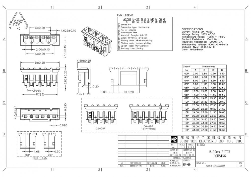A2001H-18PN0WNPN00G technical drawing preview