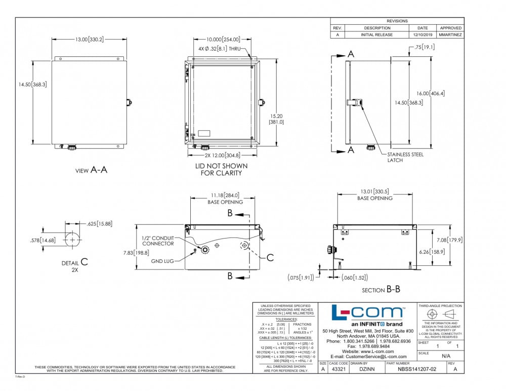 L-com NBSS141207-02 engineering drawing