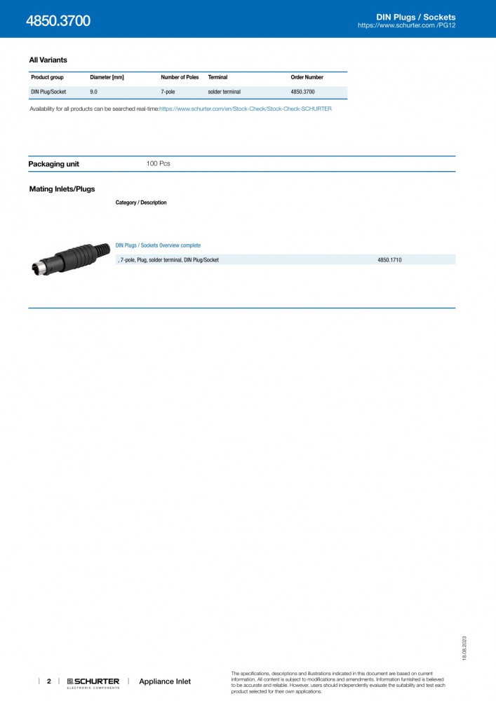SCHURTER 4850.3700 technical document page 2