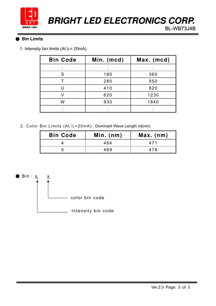 BL-WB73J4B datasheet page 3