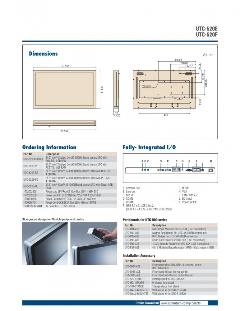 UTC-520FR-ATB0E technical datasheet page 2