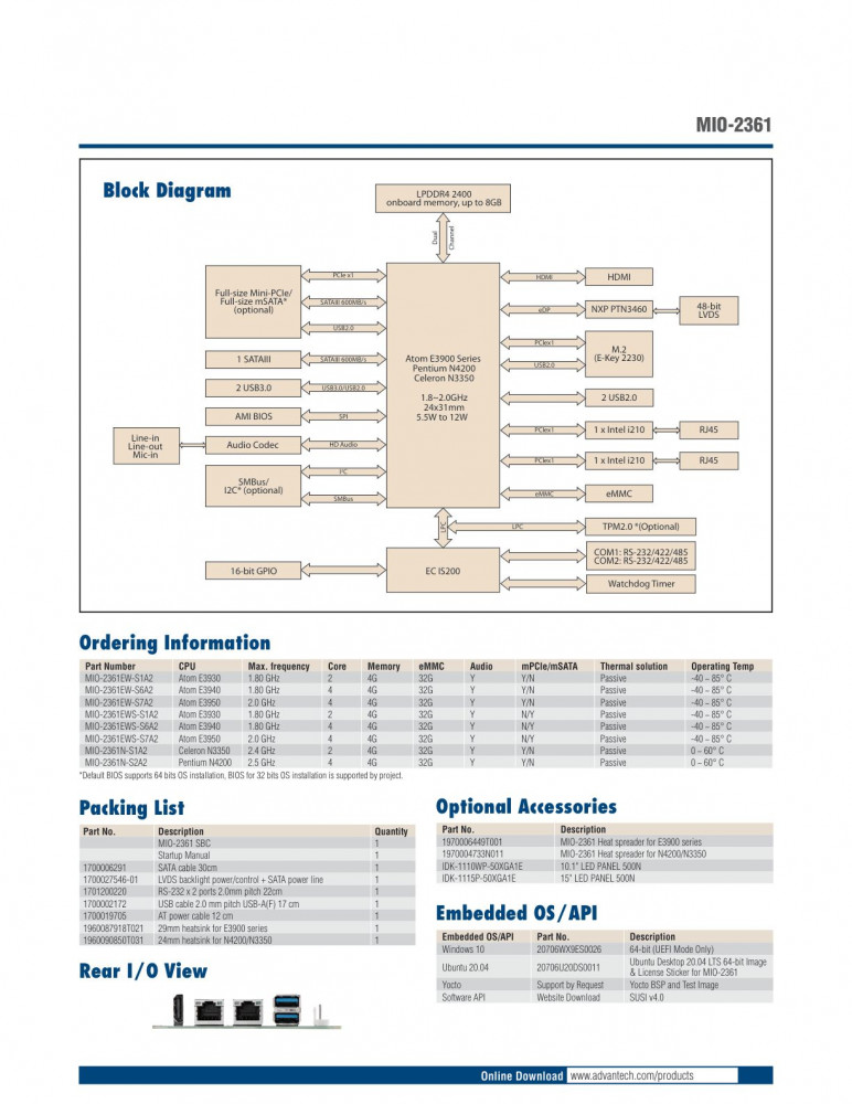 MIO-2361 technical document page 2