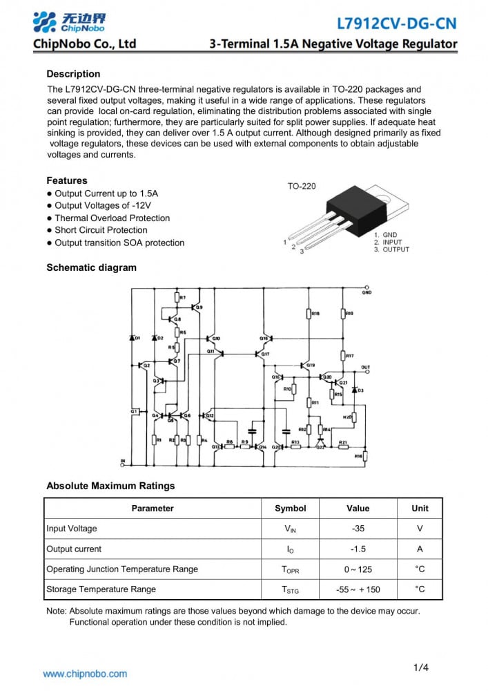 L7912CV-DG-CN datasheet page 1