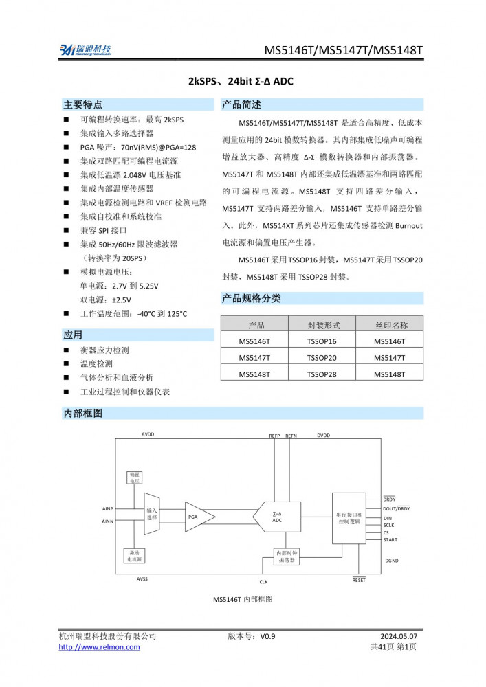 MS5148T datasheet page 1