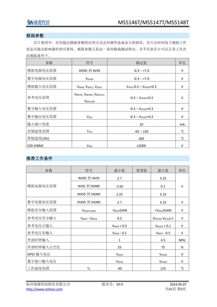 MS5148T datasheet page 9