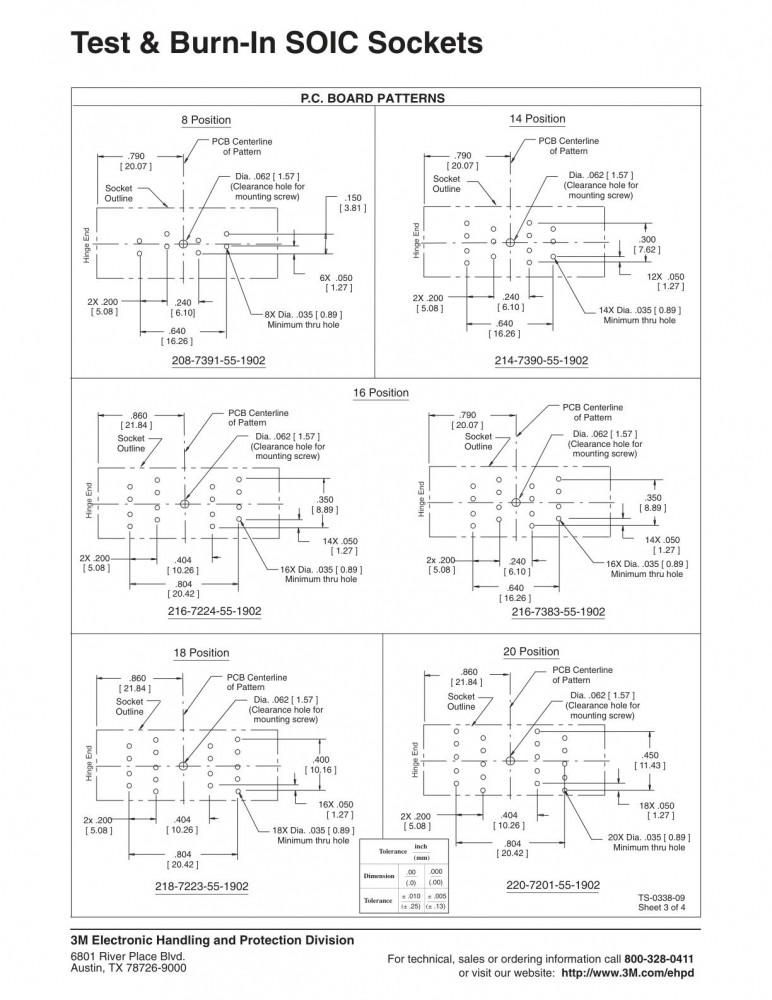 3M TS-0338-09 SOIC socket technical document page 3