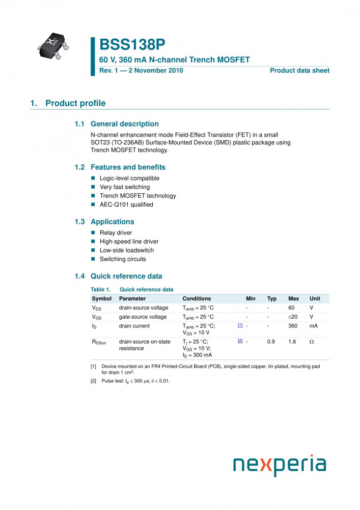 BSS138P,215 datasheet page 1