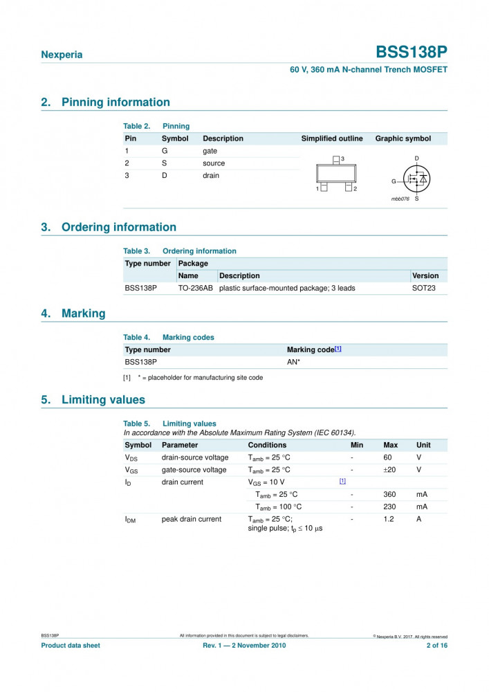 BSS138P,215 datasheet page 2